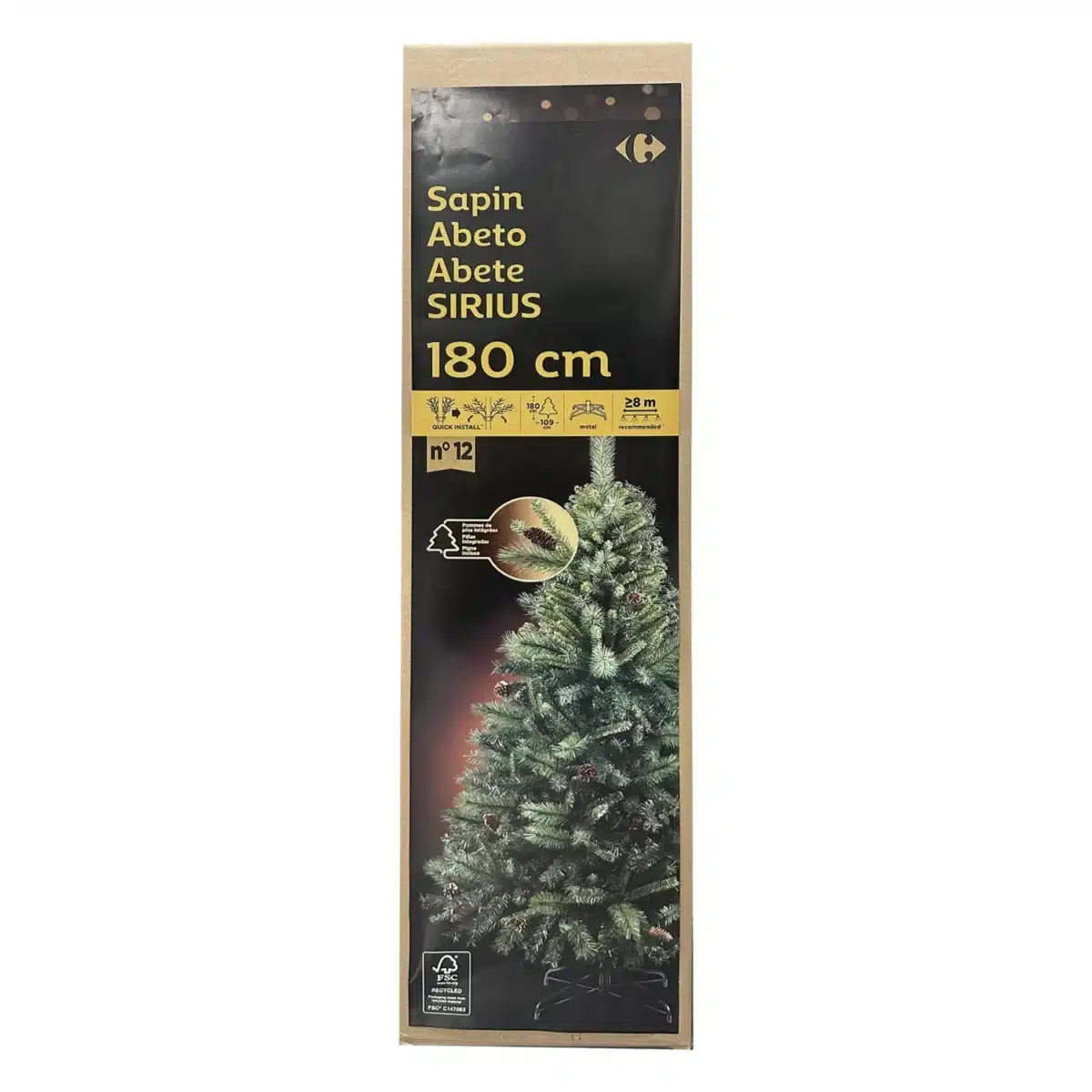 Sapin artificiel vert avec pomme de pin premium 180 cm Sirius CARREFOUR ...